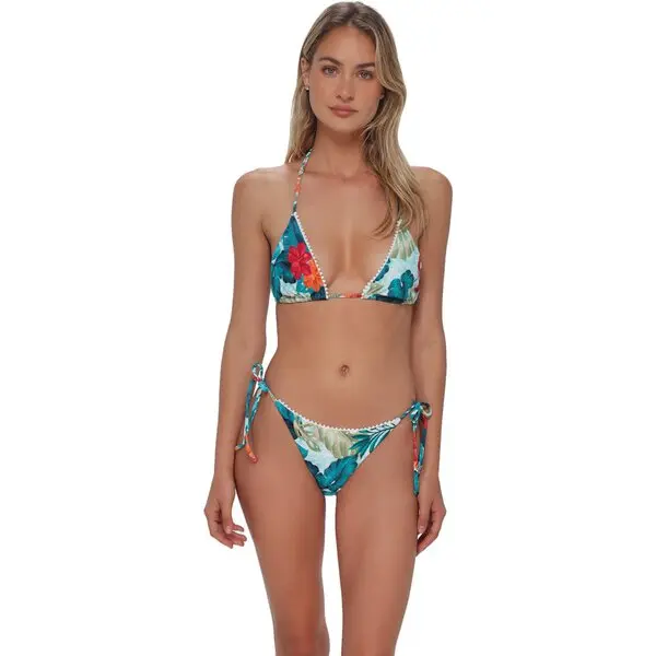 SWIM SYSTEMS Pom Pom Tie Side Bikini Bottom - Tiki Tango Rib