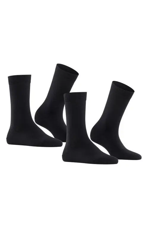 Falke Softmerino 2-pack Virgin Wool-blend Crew Socks - Black