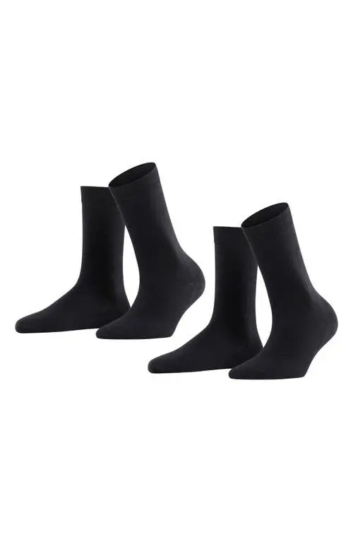 Falke Softmerino 2-pack Virgin Wool-blend Crew Socks - Black