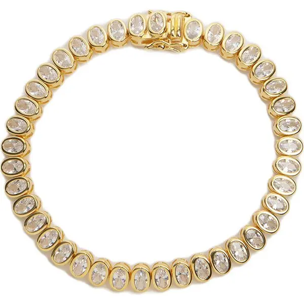 Argento Vivo Oval Zirconia Bracelet - Gold