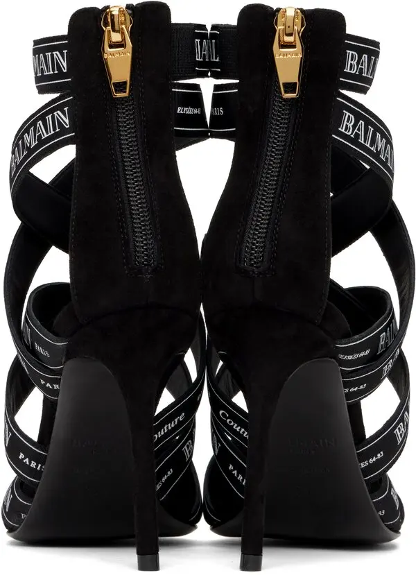 Balmain Couture Suede Heels 0pa Noir Editorialist