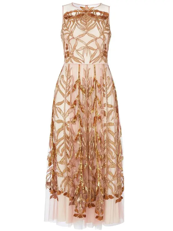 TEMPERLEY LONDON Inez Cocktail Midi Dress - Neutrals