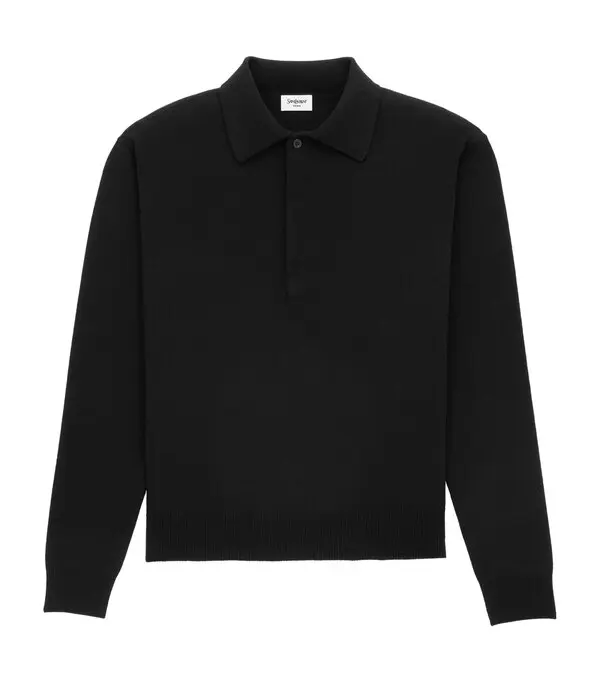 Saint Laurent Wool Polo Sweater - Black