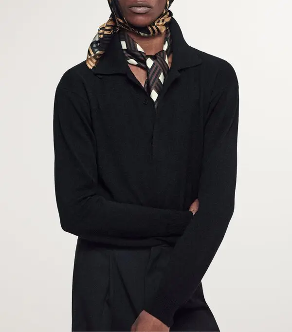 Saint Laurent Wool Polo Sweater - Black