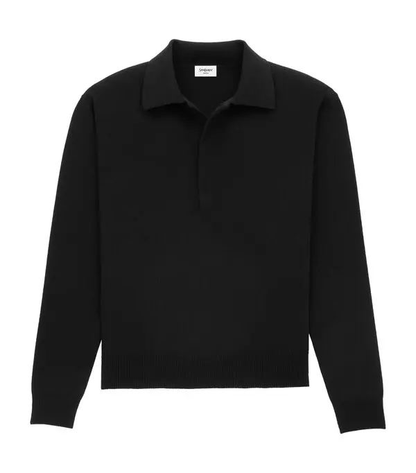 Saint Laurent Wool Polo Sweater - Black