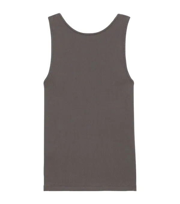 Saint Laurent Cotton Cassandre Sleeveless Top - Grey