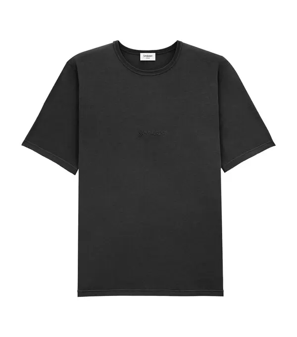 Saint Laurent Cotton Logo T-shirt - Black