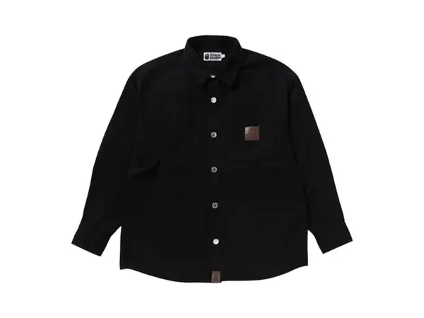 A BATHING APE Bathing Ape Logo Canvas Long Sleeve Work Shirt
