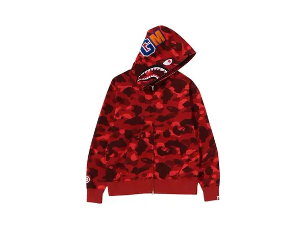 A BATHING APE Color Camo Shark Full Zip Hoodie Fw24 - Red