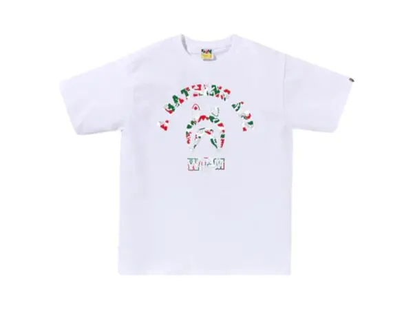 A BATHING APE Store Milan Shark College Tee Shirt - White