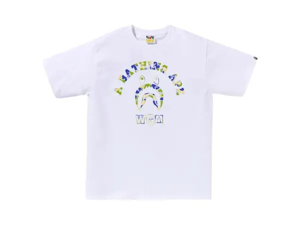 A BATHING APE Store New Jersey Shark College Tee Shirt - White