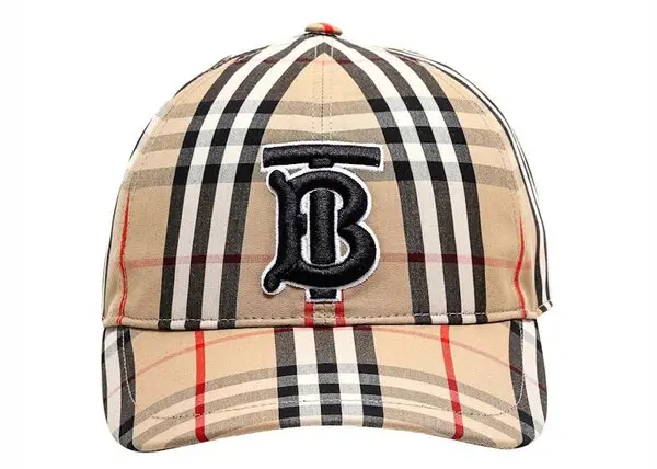Burberry Tb Logo Check Cap - Archive Beige