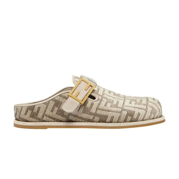 Fendi Feel Sabot With Ff Baguette Detail - Grey