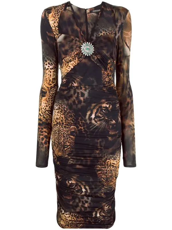 Roberto Cavalli Animal Print Midi Dress