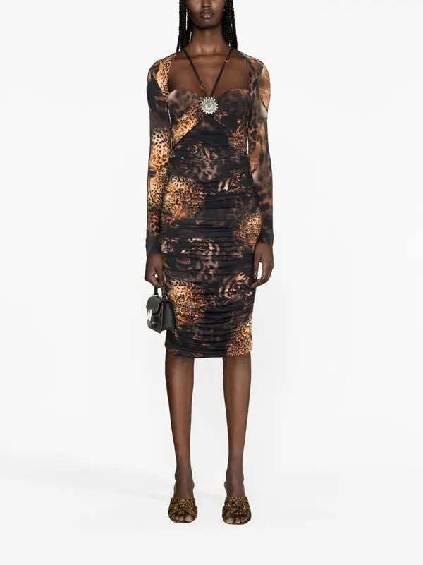 Roberto Cavalli Animal Print Midi Dress