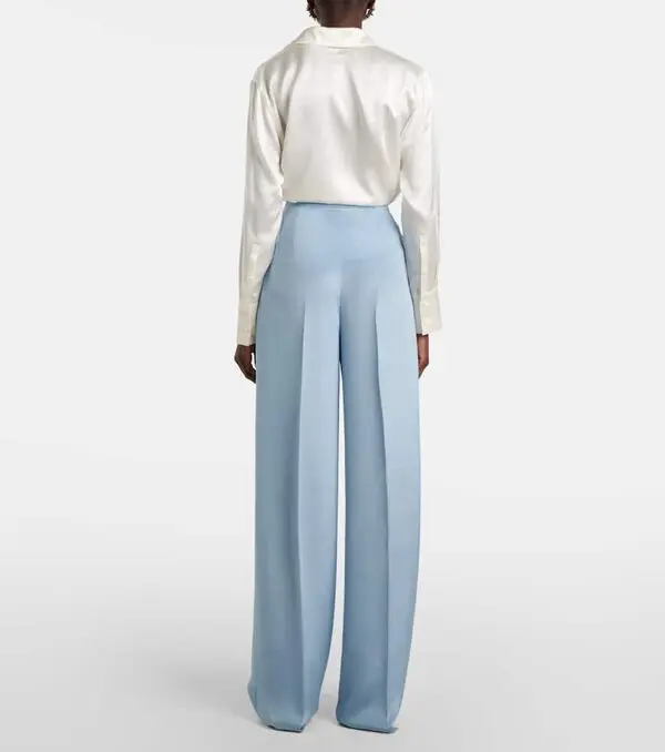 Max Mara Origano High-rise Wide-leg Silk Pants - Blue
