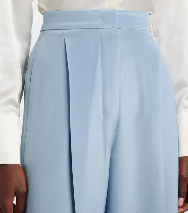 Max Mara Origano High-rise Wide-leg Silk Pants - Blue