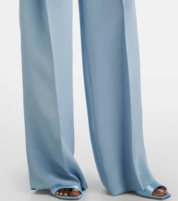 Max Mara Origano High-rise Wide-leg Silk Pants - Blue