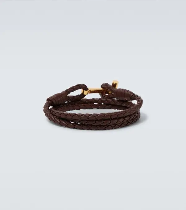 TOM FORD T Braided Leather Bracelet
