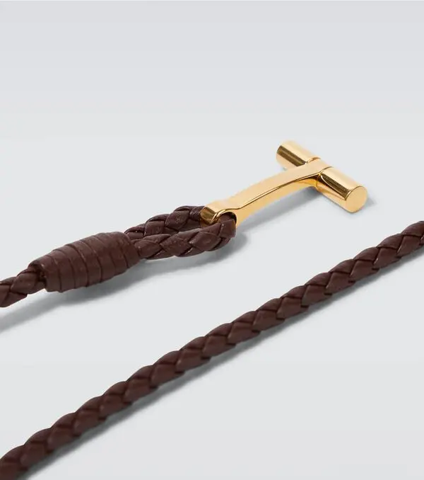 TOM FORD T Braided Leather Bracelet