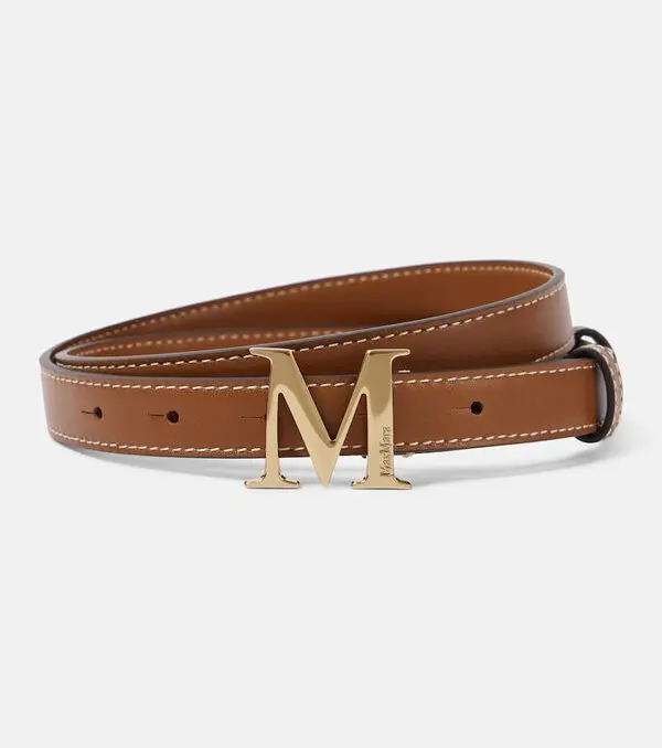 Max Mara Logo Leather Belt - Brown