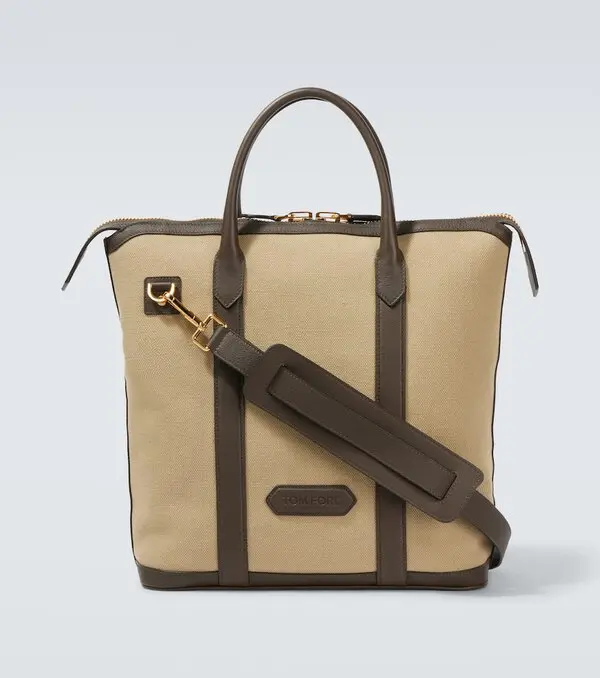 TOM FORD Buckley East West Canvas Tote Bag - Beige
