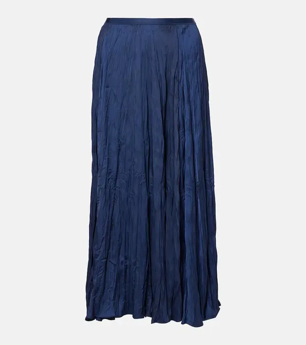 Polo Ralph Lauren Crushed Satin Midi Skirt - Blue