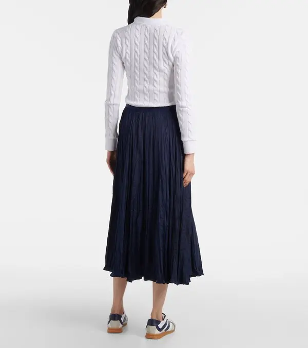 Polo Ralph Lauren Crushed Satin Midi Skirt - Blue