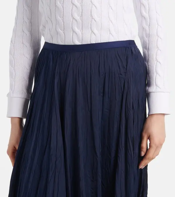 Polo Ralph Lauren Crushed Satin Midi Skirt - Blue