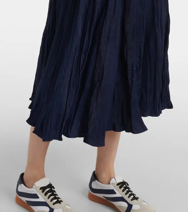Polo Ralph Lauren Crushed Satin Midi Skirt - Blue