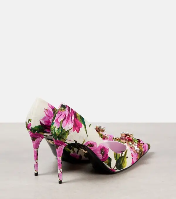 Dolce & Gabbana Embellished Leather-trimmed Pumps