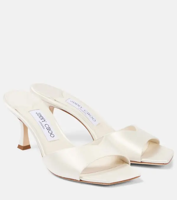 JIMMY CHOO Skye 70 Satin Mules - White