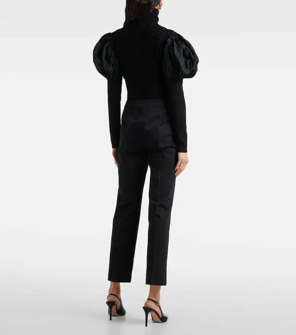 Max Mara Okra Mid-rise Flared Cotton Pants - Black
