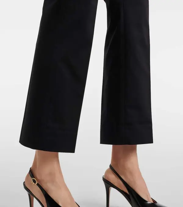 Max Mara Okra Mid-rise Flared Cotton Pants - Black