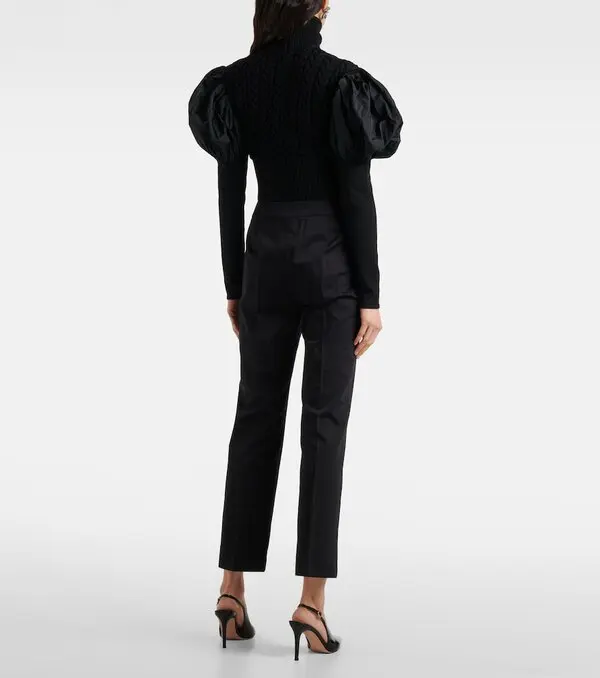 Max Mara Okra Mid-rise Flared Cotton Pants - Black