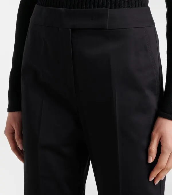 Max Mara Okra Mid-rise Flared Cotton Pants - Black