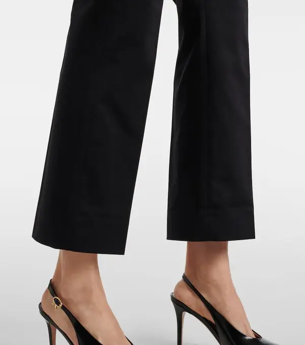 Max Mara Okra Mid-rise Flared Cotton Pants - Black