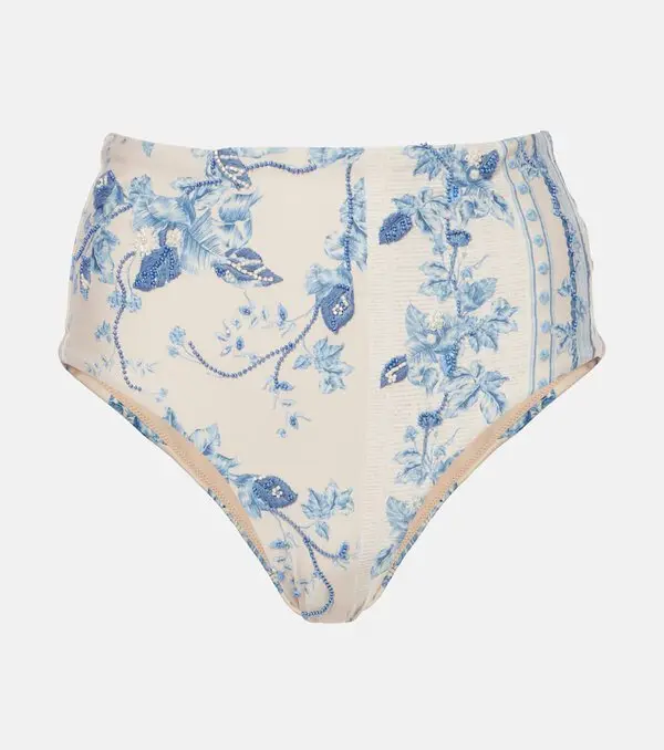 Agua Bendita Floral Bikini Bottom - Blue