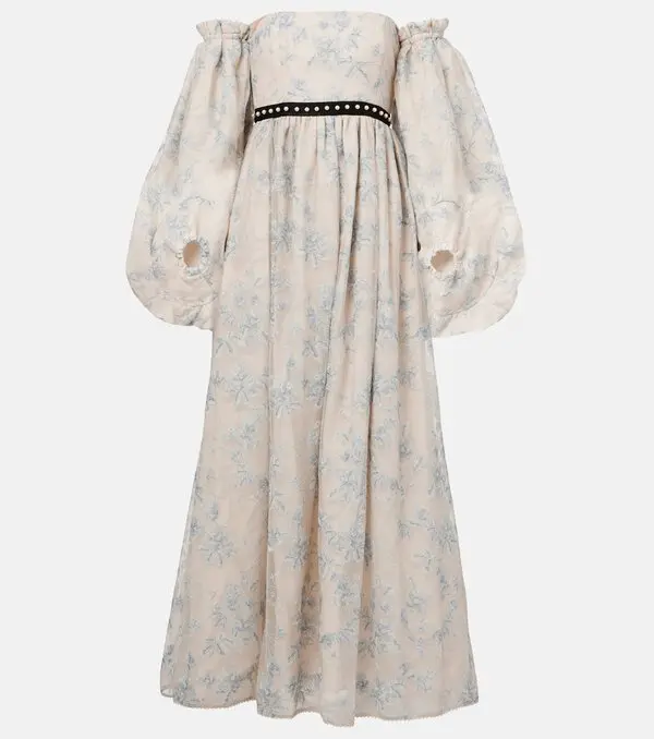 Agua Bendita Alheli Floral Maxi Dress - Blue