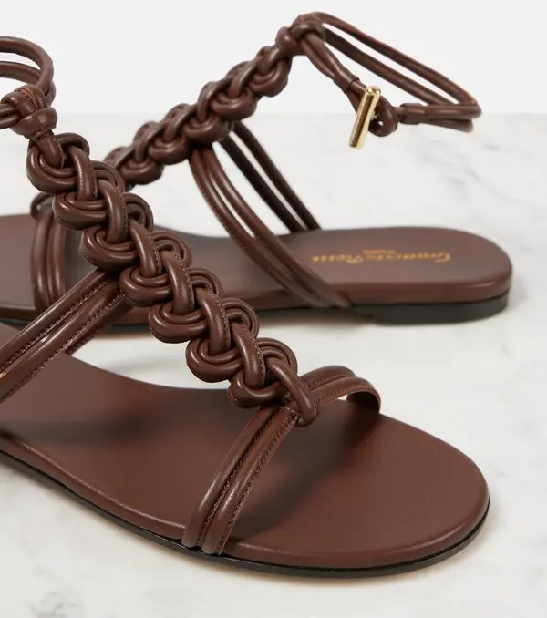GIANVITO ROSSI Braided Leather Sandals - Brown