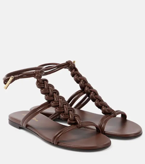 GIANVITO ROSSI Braided Leather Sandals - Brown