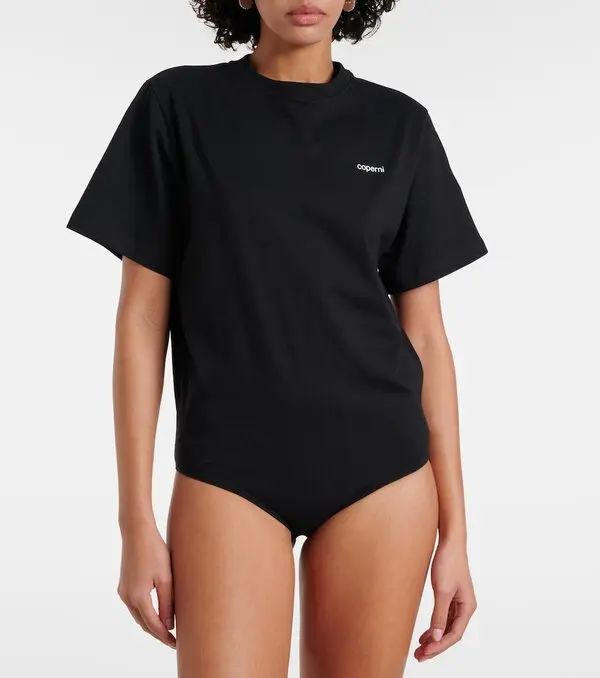 Coperni Logo Cotton Bodysuit - Black
