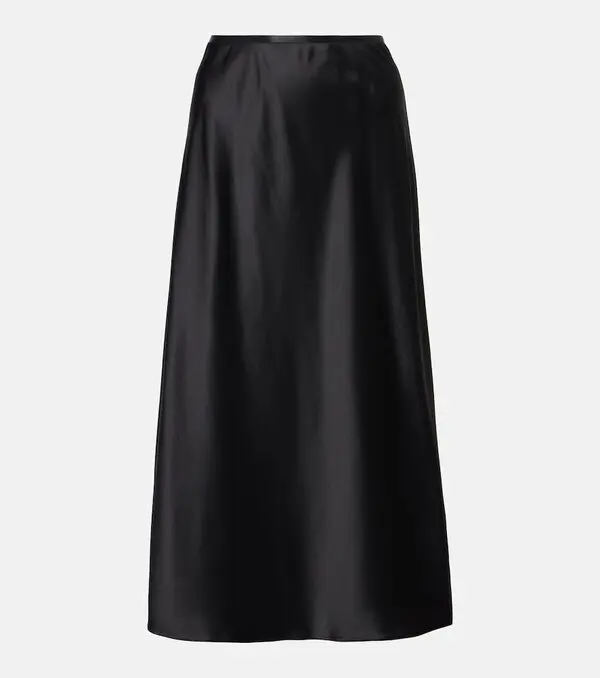 Max Mara Carnet Silk Satin Midi Skirt - Blue