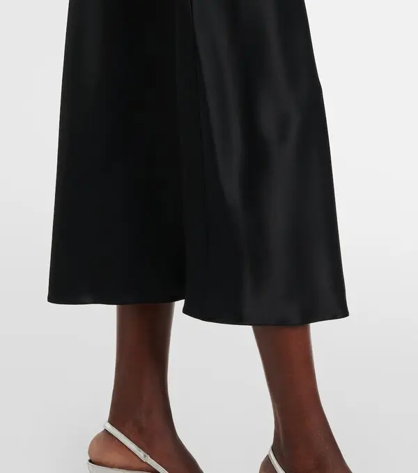Max Mara Carnet Silk Satin Midi Skirt - Blue
