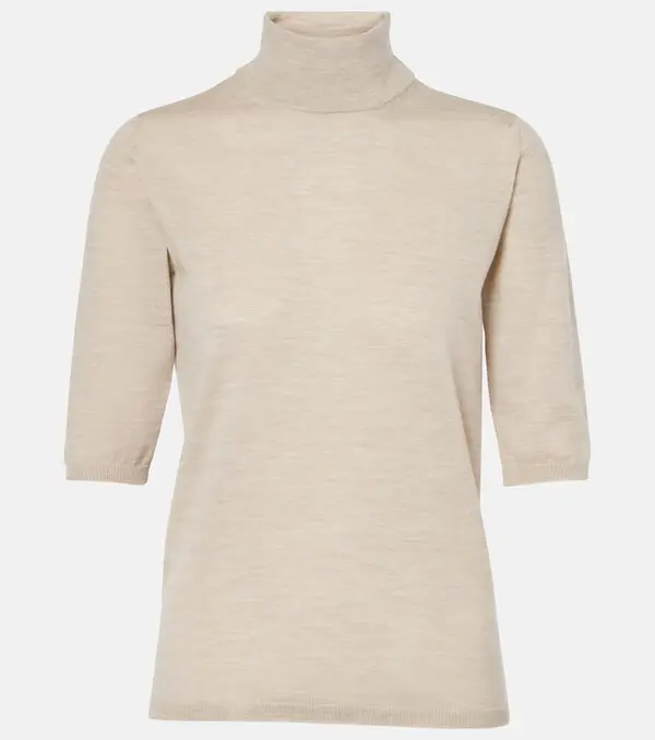 Max Mara Cecina Virgin Wool Turtleneck Sweater - Beige