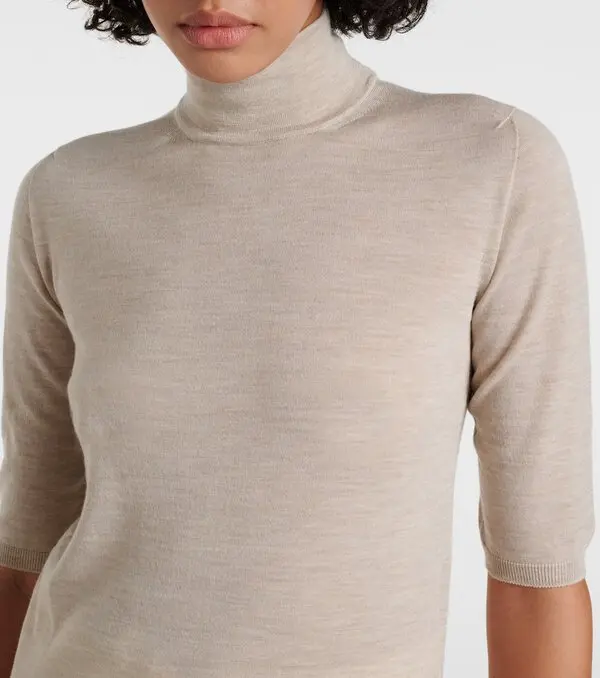 Max Mara Cecina Virgin Wool Turtleneck Sweater - Beige