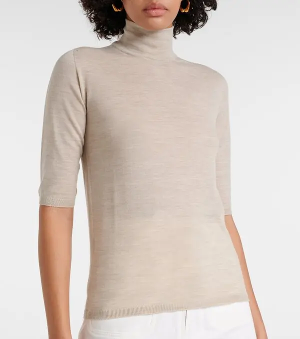 Max Mara Cecina Virgin Wool Turtleneck Sweater - Beige