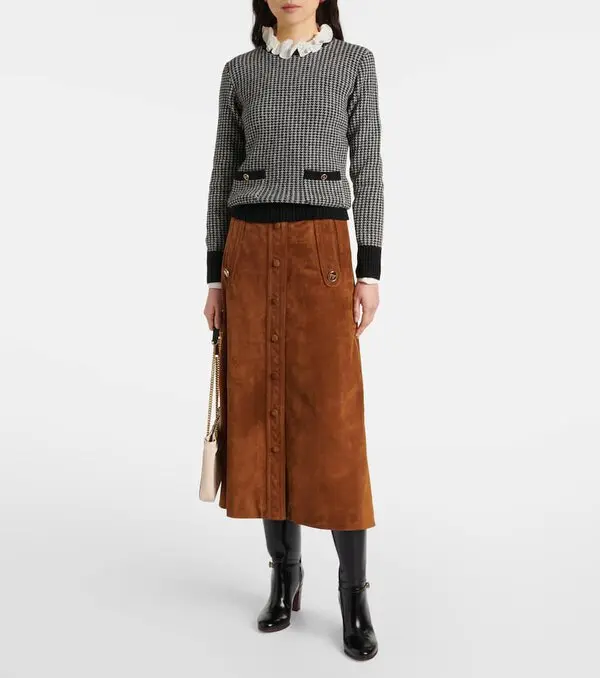 Valentino Garavani Houndstooth Virgin Wool Sweater