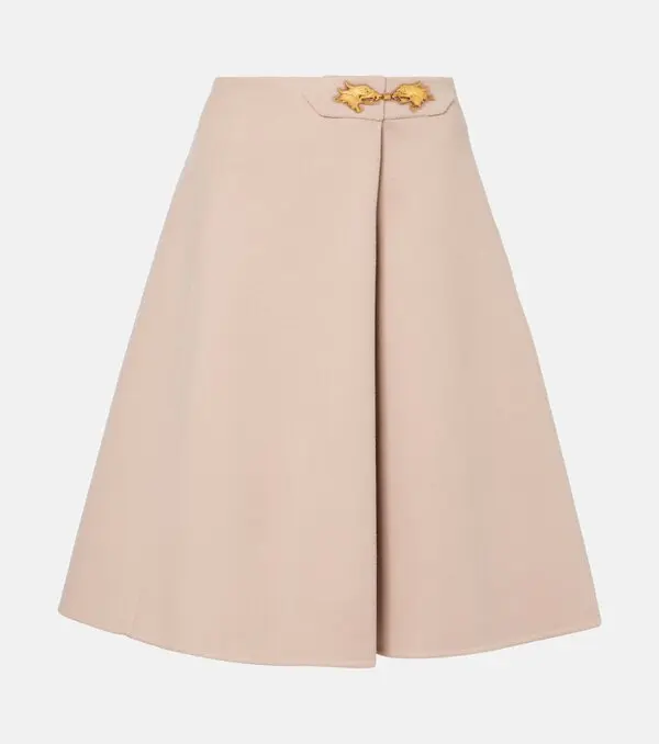 Valentino Garavani Wool And Cashmere Midi Skirt - Pink