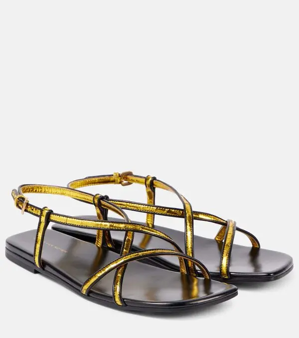 Dries Van Noten Metallic Leather Sandals - Gold